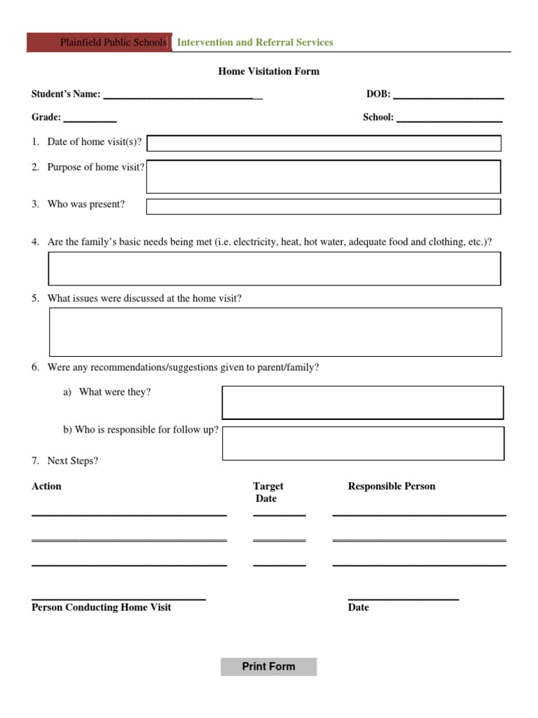 Home Visitation Form | PDF