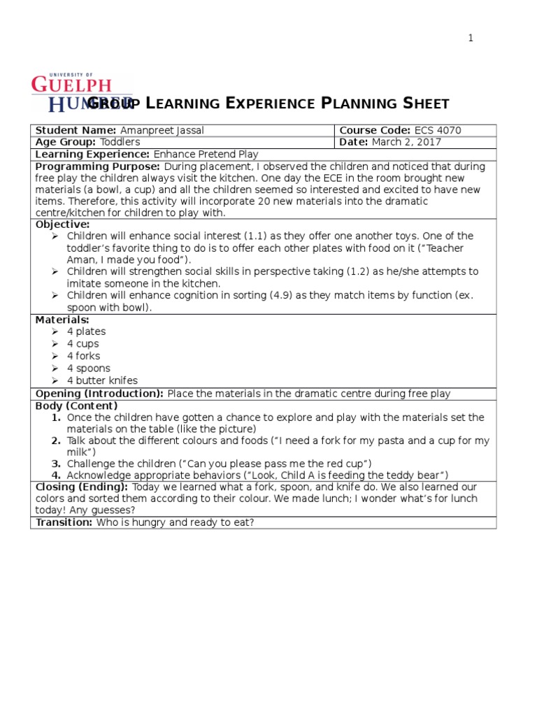 Activity Enhance Pretend Play | PDF | Spoon | Cognition