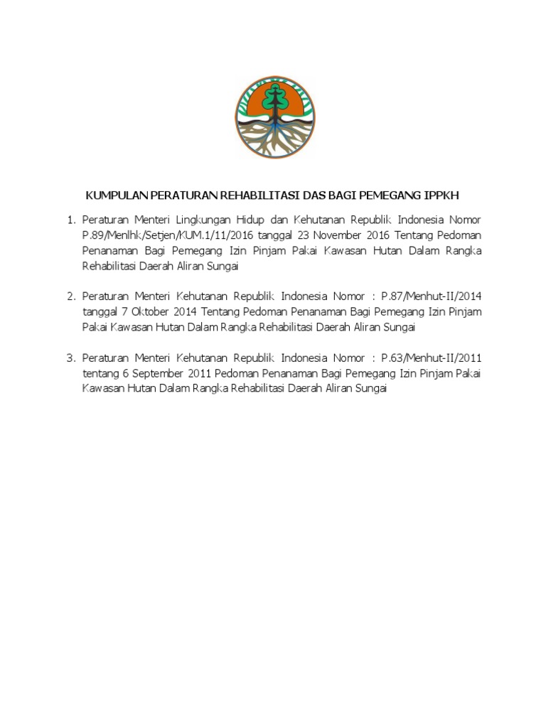 Kumpulan Peraturan Rehabilitasi Das Bagi Pemegang Ippkh | PDF