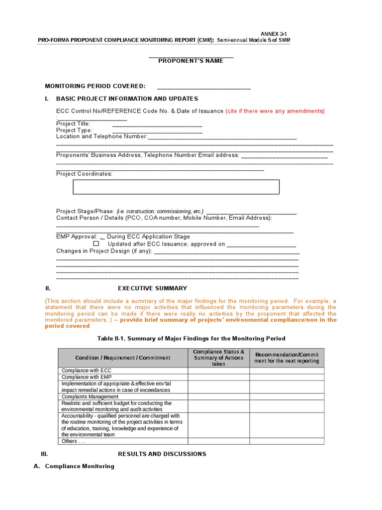 Compliance Monitoring Report | Environmental Monitoring | Qualitative ...