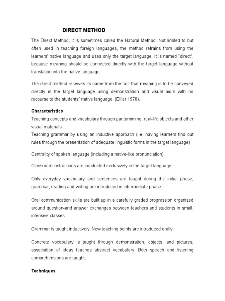 Direct Method | PDF | Second Language | Vocabulary