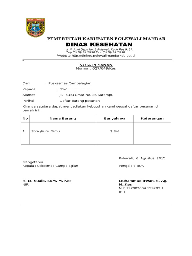 Nota Pesanan, Faktur BOK | PDF