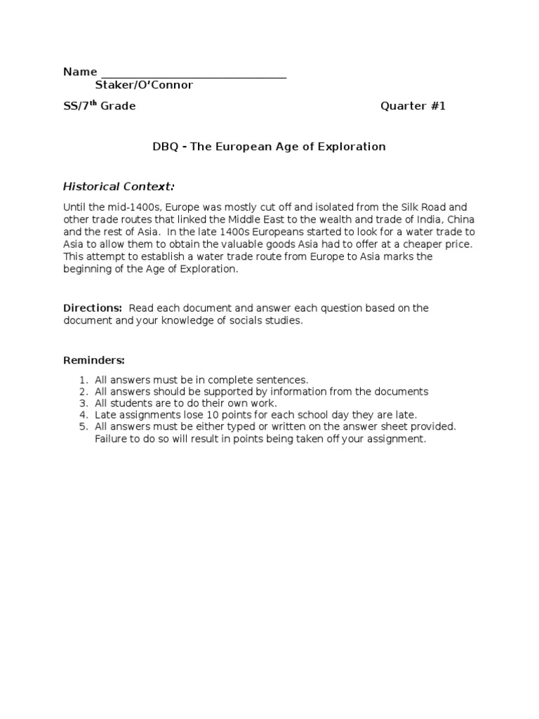 Age of Exploration DBQ | PDF | Christopher Columbus | Aztec