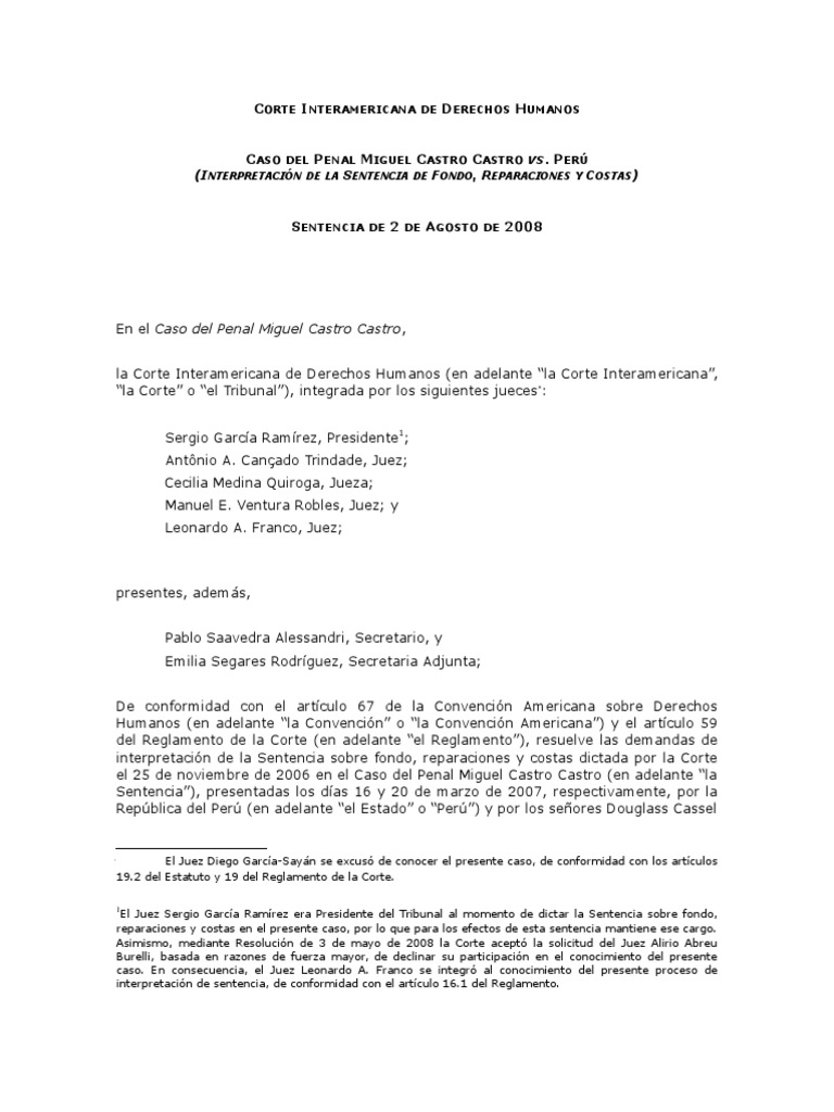 Seriec - 181 - Esp CASO DEL PENAL MIGUEL CASTRO CASTRO VS. PERÚ | PDF | Estado (política ...