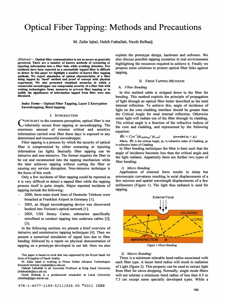 Optical Fiber Tapping | PDF | Optical Fiber | Computer Network