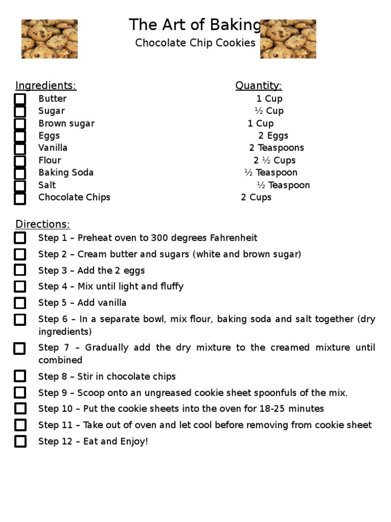 The Art of Baking: Chocolate Chip Cookies | PDF