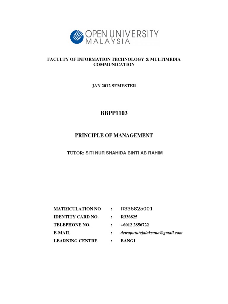 Contoh Assignment PDF | PDF | Organizational Structure | Strategic ...