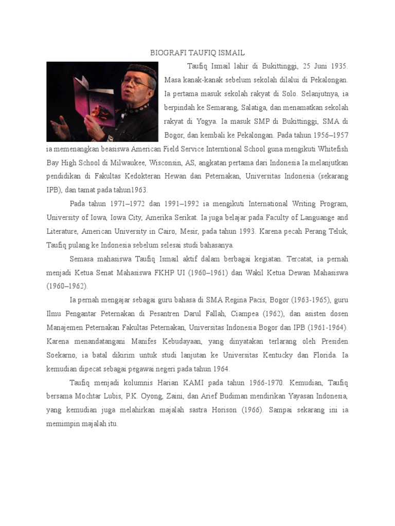 Biografi Taufik Ismail | PDF