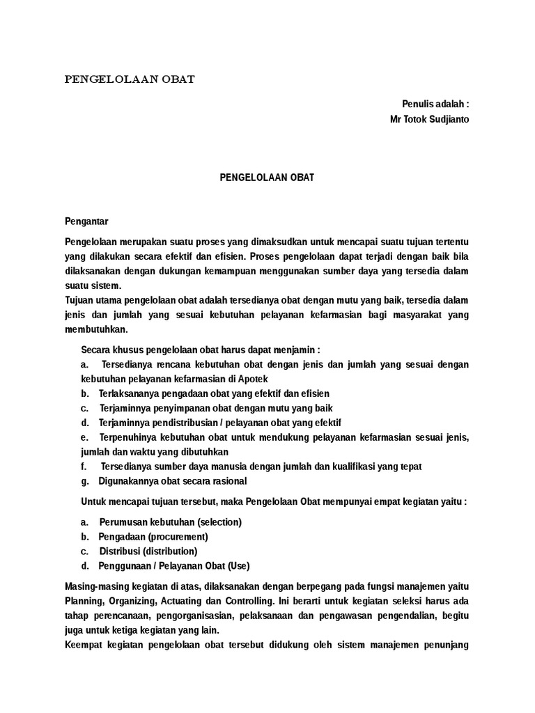 Pengelolaan Obat | PDF