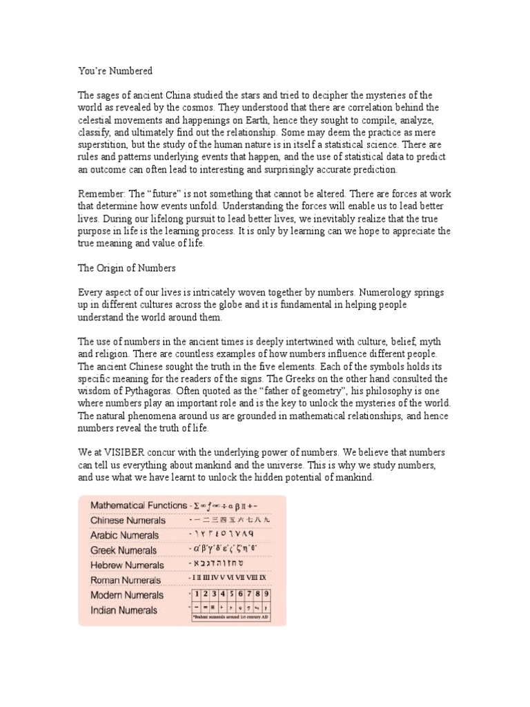 Visiber Vision Numbers | PDF | Life | Meaning Of Life