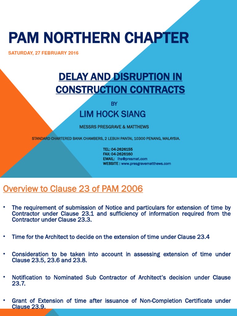 Pam Northern Chapter: Delay and Disruption in Construction Contracts | PDF