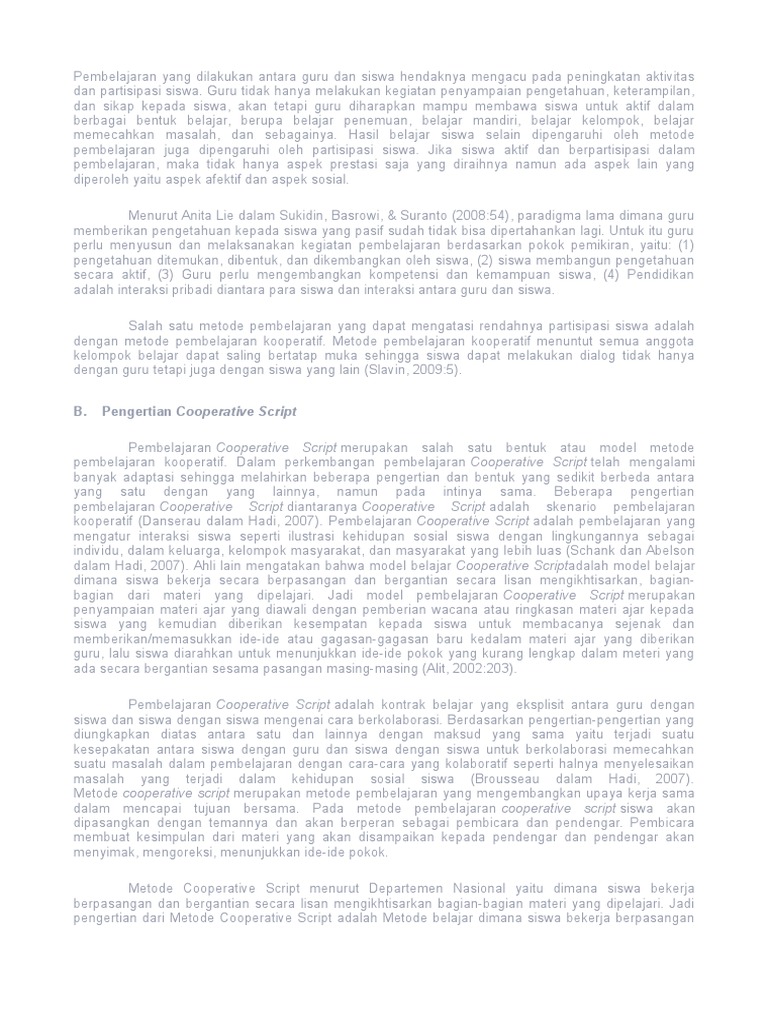 Cooperative Script: Metode Belajar Aktif | PDF | Karier & Perkembangan