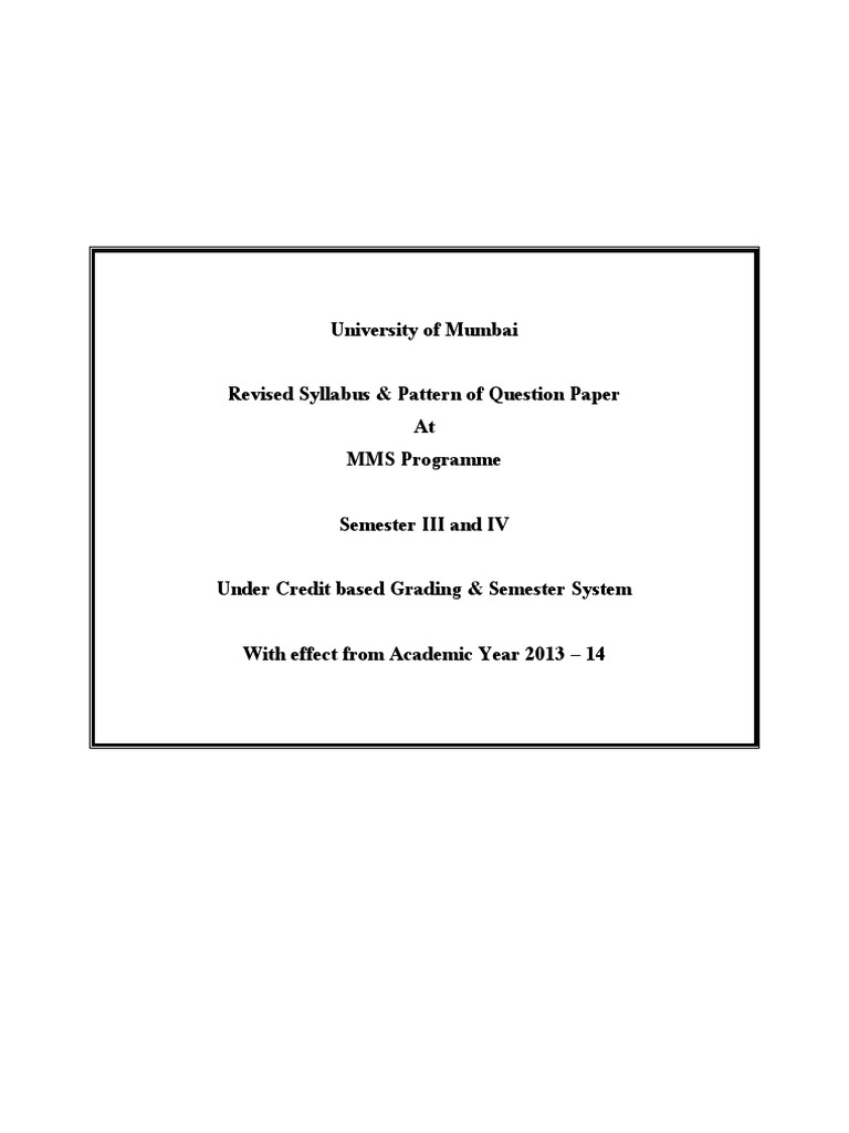 MMS Sem III & IV | PDF | Consumer Behaviour | Strategic Management