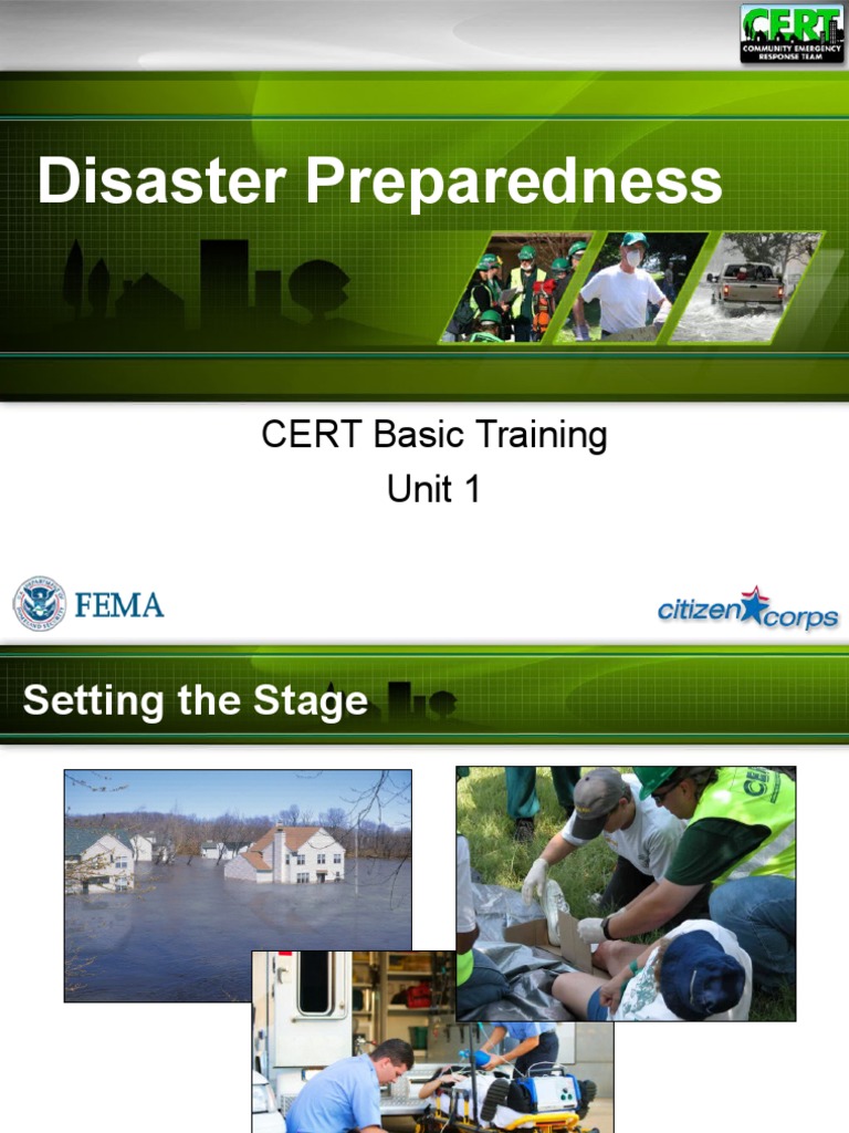 CERT Unit 1 Disaster Preparedness | PDF | Emergency Management | Emergency