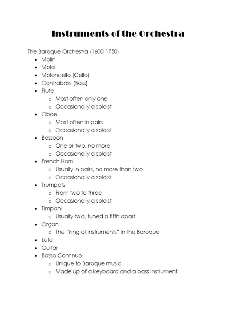 Evolution of Orchestra Instruments | PDF | Orchestras | Musical Instruments