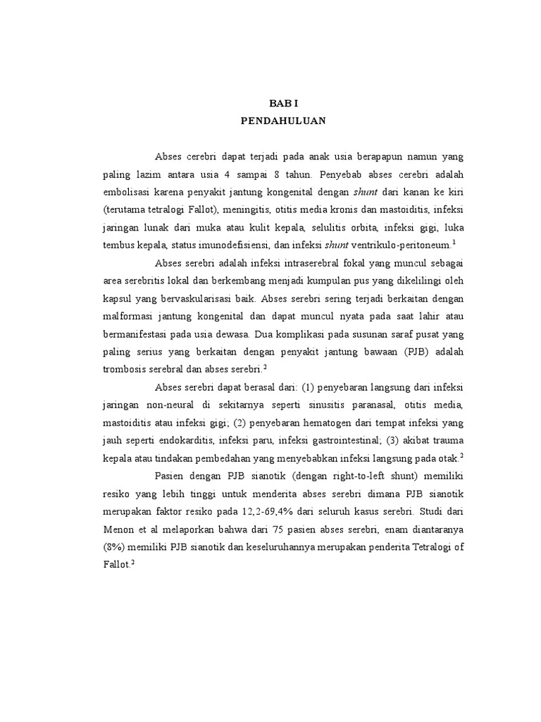 Abses Cerebri pada Anak: Penyebab dan Risiko | PDF