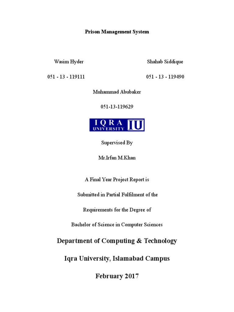 Project Proposal of Prison Management System | PDF | Internet ...