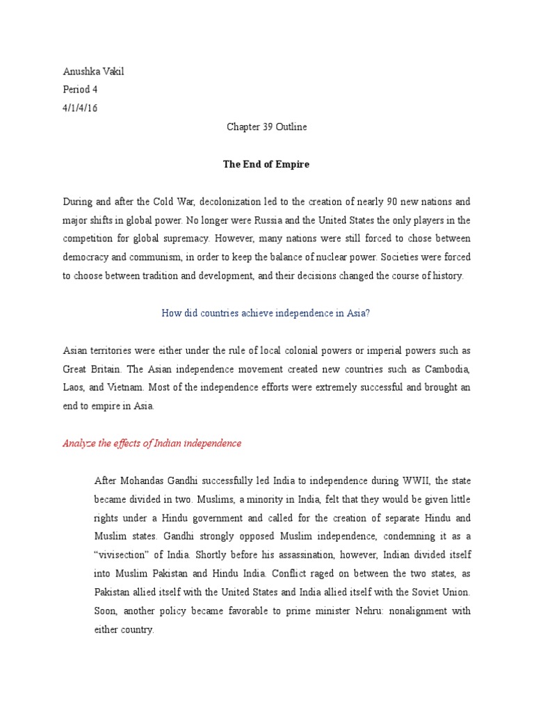 APWH Chapter 39 Outline | PDF | Decolonization | Africa