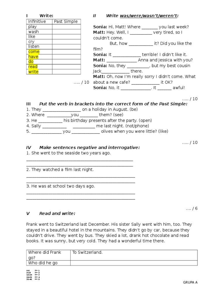 Priprema Za 5. Razred GRUPA A | PDF