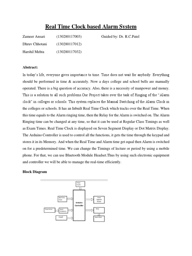 Real Time Clock Based Alarm System | PDF