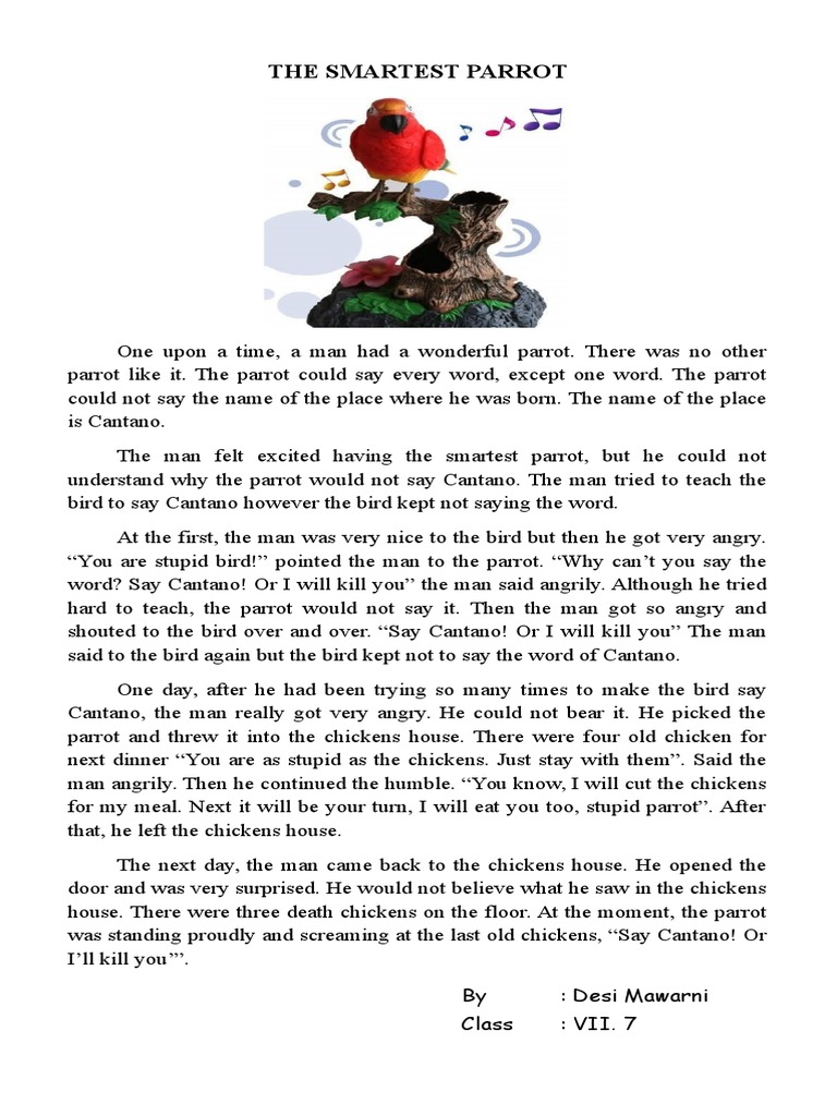 The Smartest Parrot Story | PDF | Cooking, Food & Wine | Mystery ...