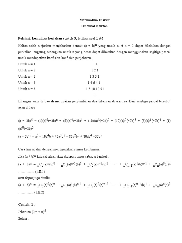Pertemuan 8 Binomial Newton | PDF