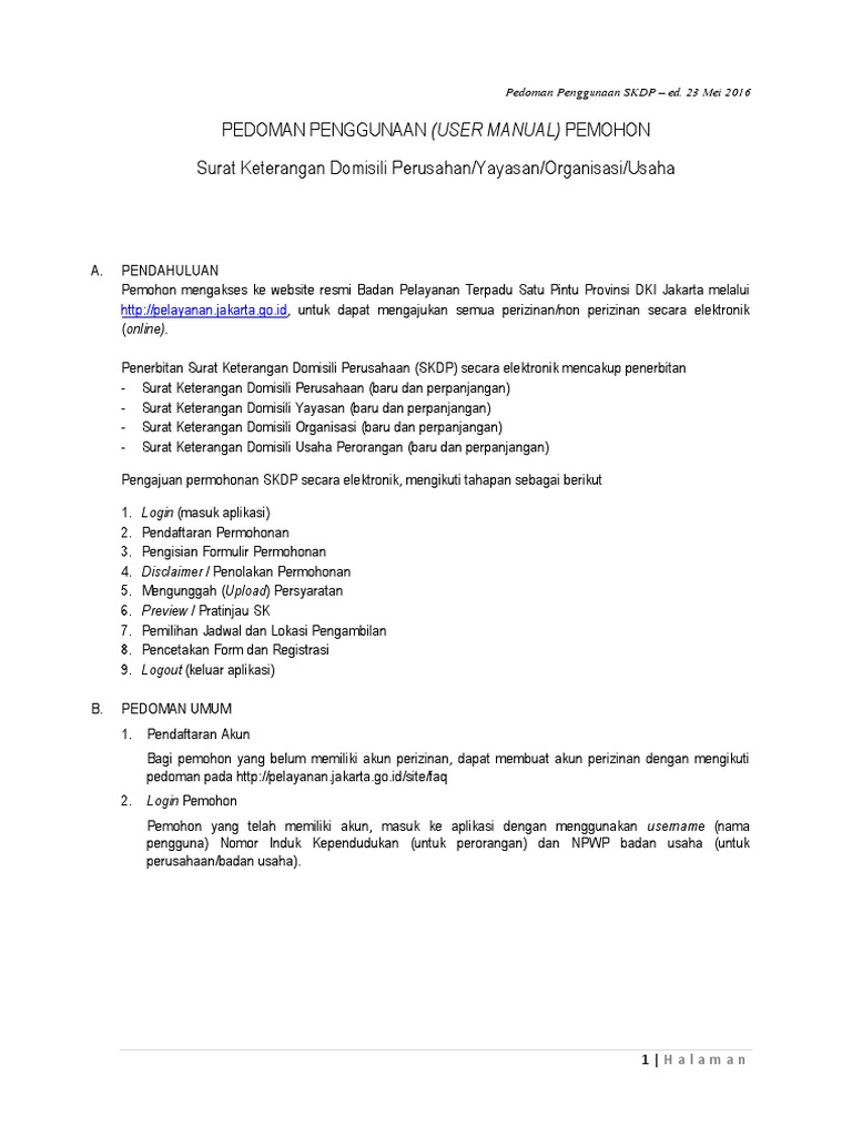 Panduan Permohonan SKDP Online | PDF