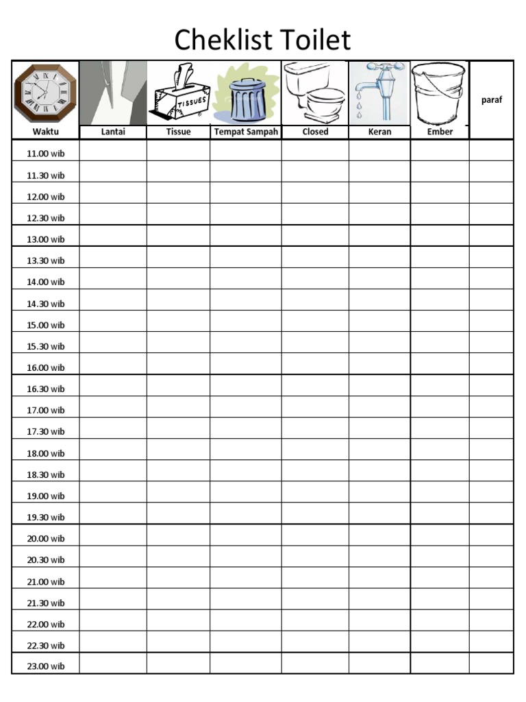 Toilet Cleaning Checklist | PDF