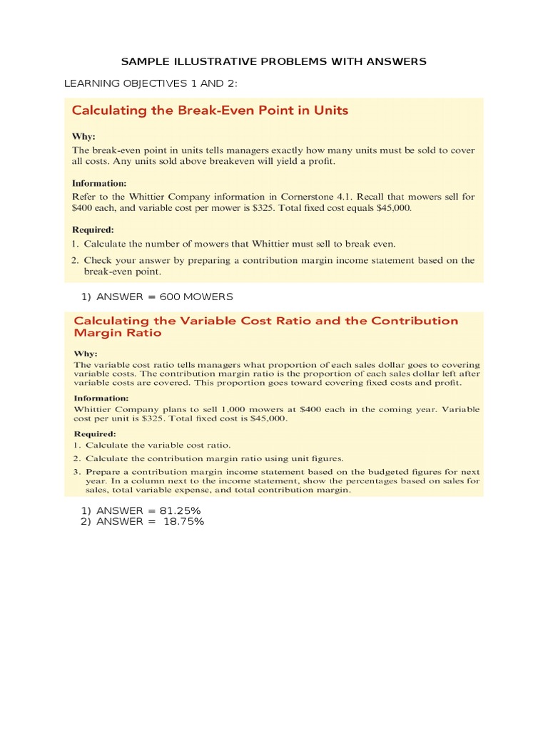 Sample Illustrative Problems With Answers - FOR CLASS | PDF