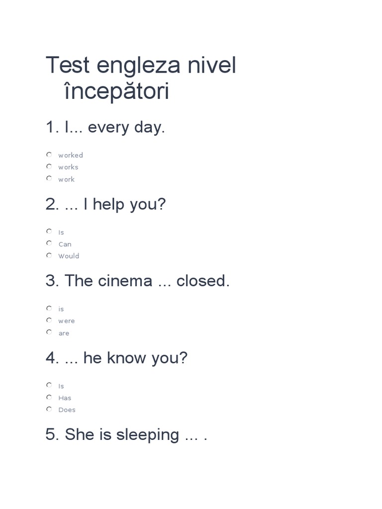 Englisch Test - Level 1 | PDF