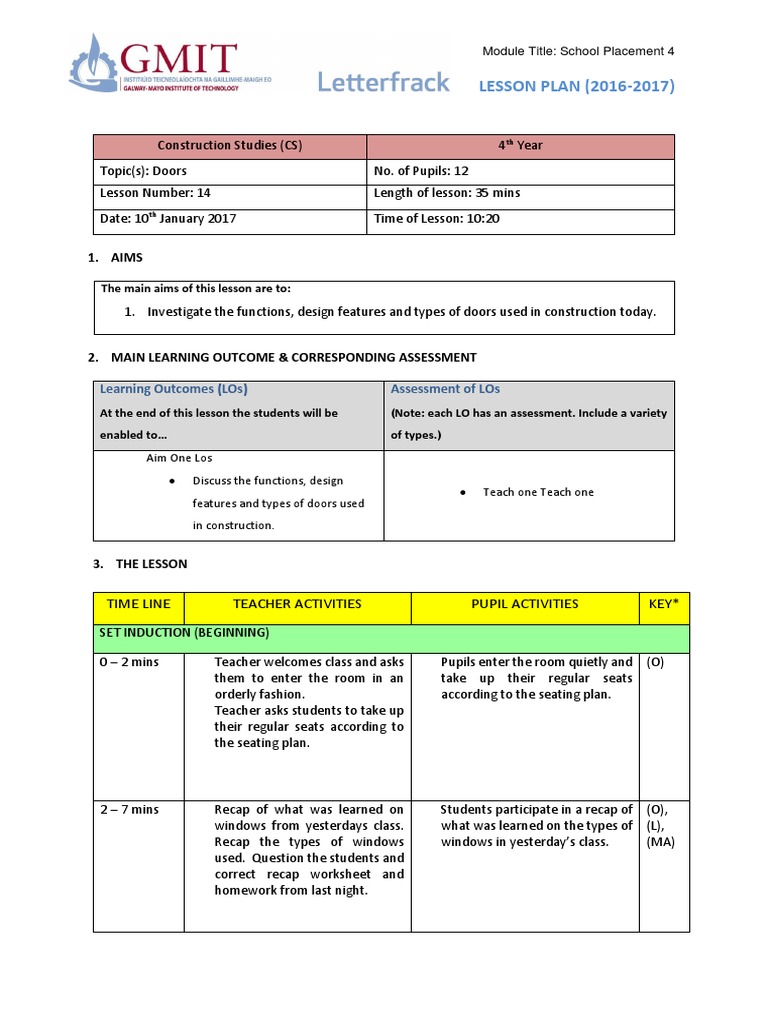 Lesson Plan 14 4th Construction Studies Pdf Lesson Plan