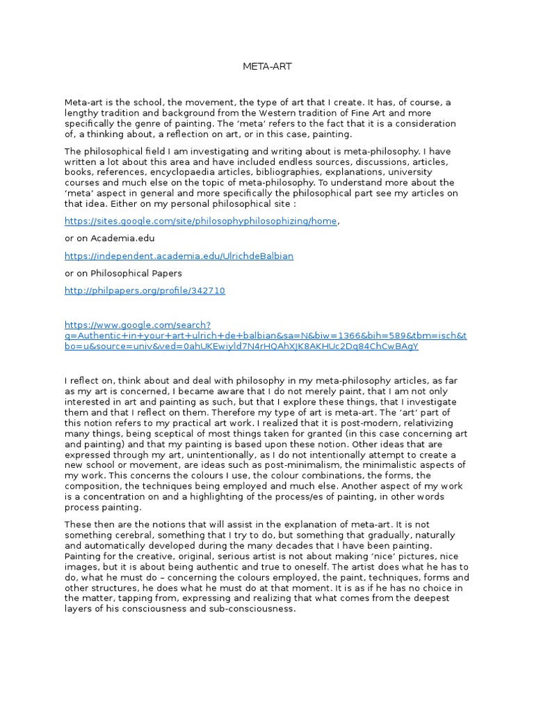 Meta-Art Exploration | PDF | Paintings | Mind