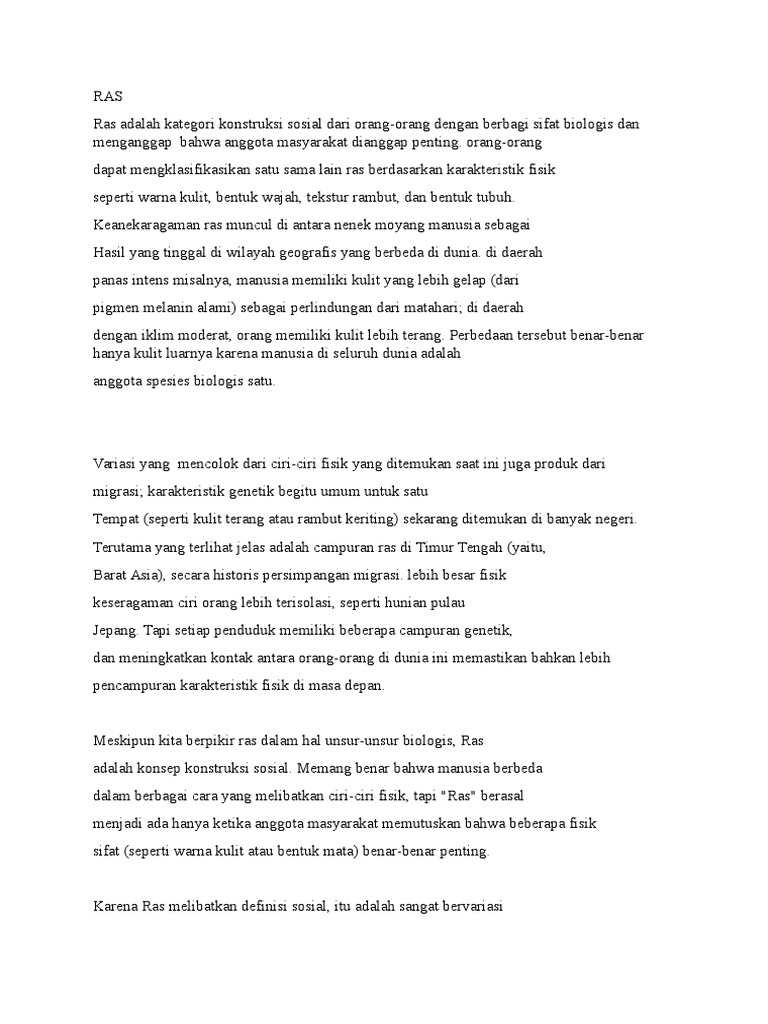 Konstruksi Sosial Ras dan Etnis | PDF