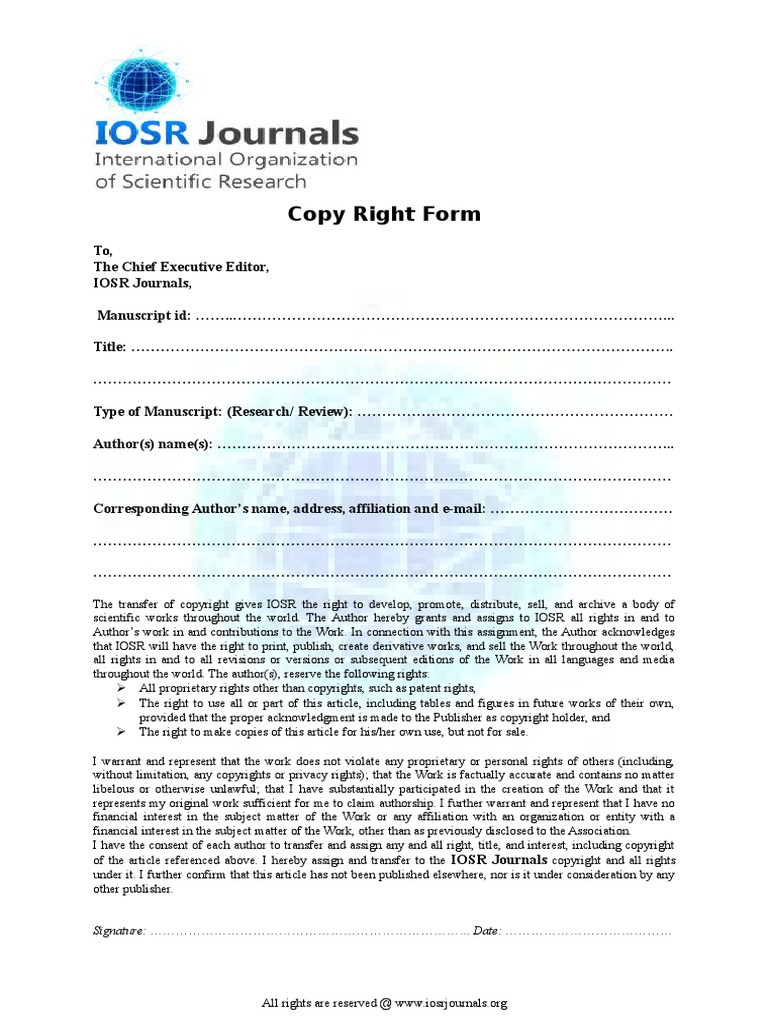 Copy Right Form: Signature: ... Date | PDF | Politics | Philosophy