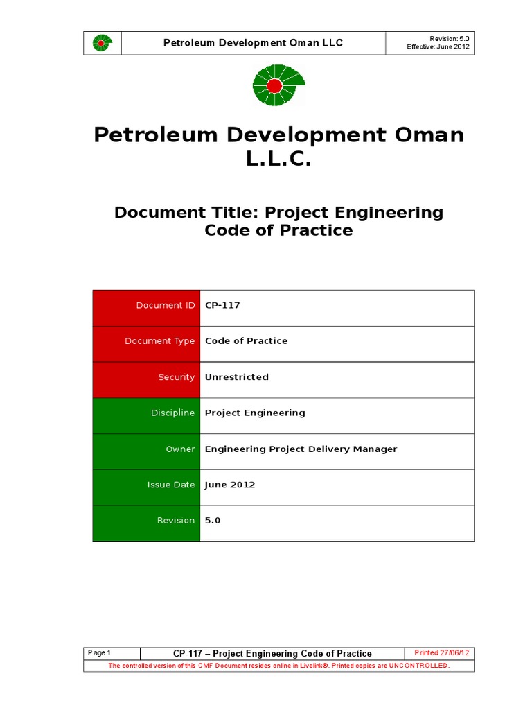 CP-117 - Project Engineering - CoP | PDF | Procurement | Engineering