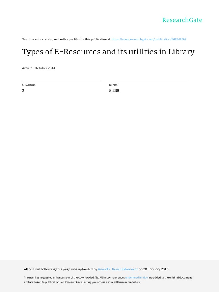 Types of E-Resources and Its Utilities in Library 9 | Download Free PDF ...