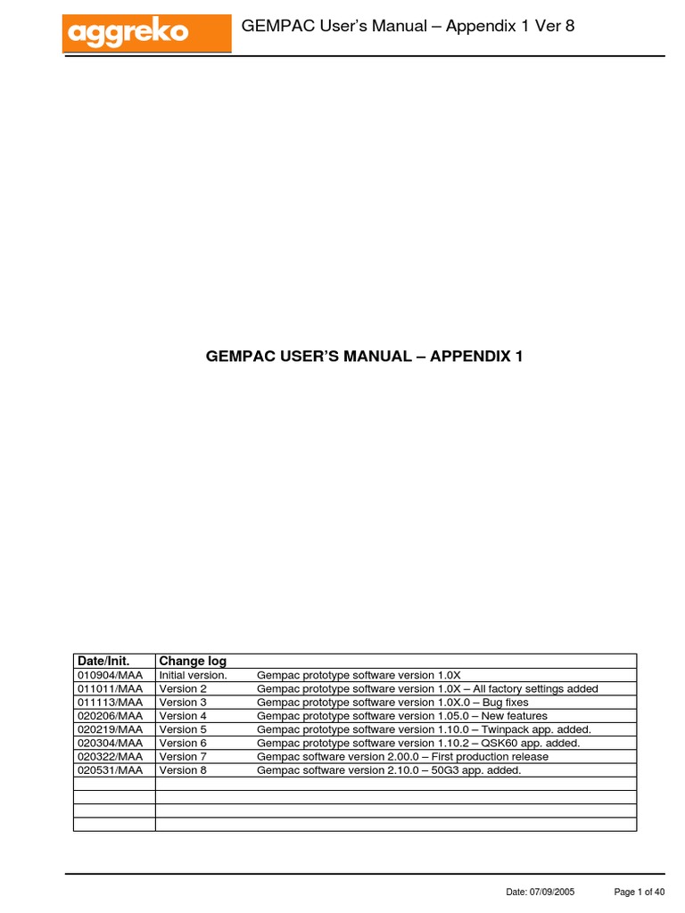 GEMPAC UserManual Appendix1 Ver 8 PDF | PDF | Mains Electricity ...