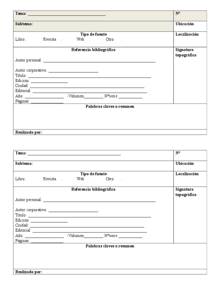 Formato Ficha Bibliográfica | Publicación | Comunicación escrita