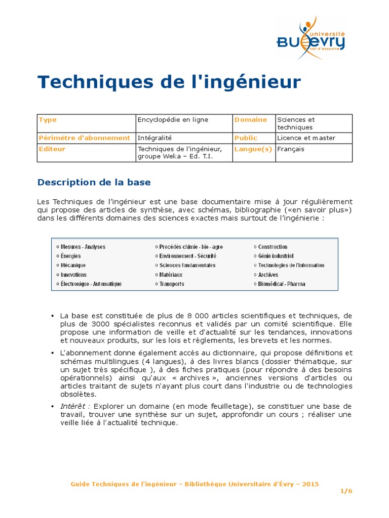 Technique de L'ingenieur | PDF | Ingénieur | Bibliographie