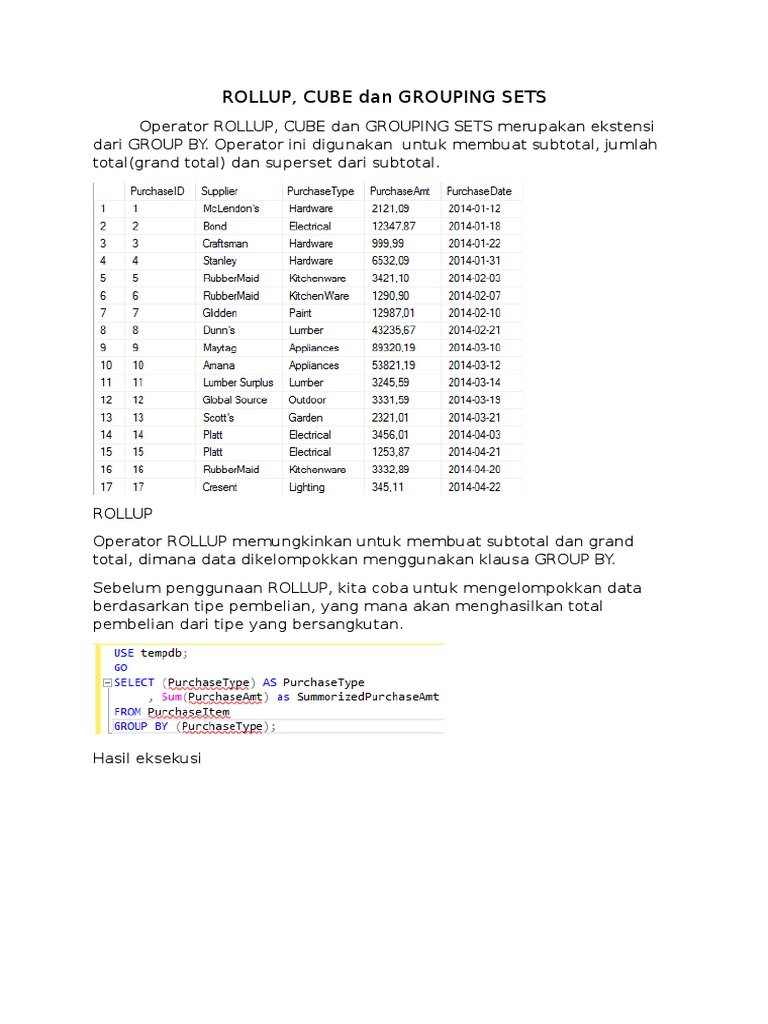 Rollup, Cube & Grouping Sets | PDF