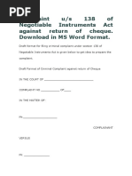 Cheque Bounce Legal Notice Format | PDF | Cheque | Common Law