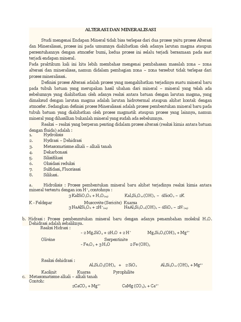 Alterasi Dan Mineralisasi | PDF