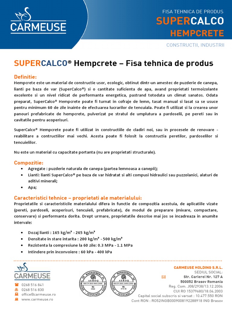 TDS SuperCalco Hempcrete | PDF