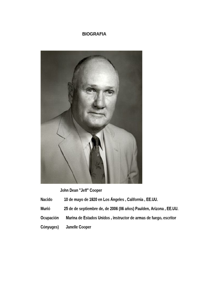Biografía de Jeff Cooper y su legado | PDF | Proyectiles | Balística