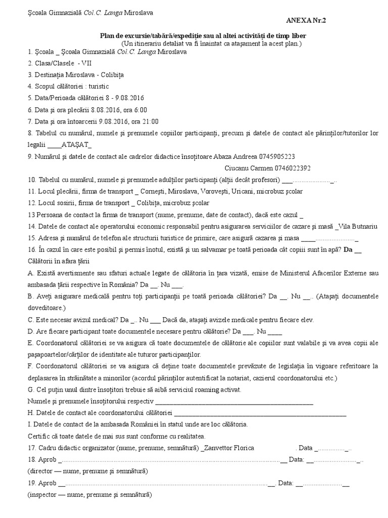 Documente Excursie | PDF