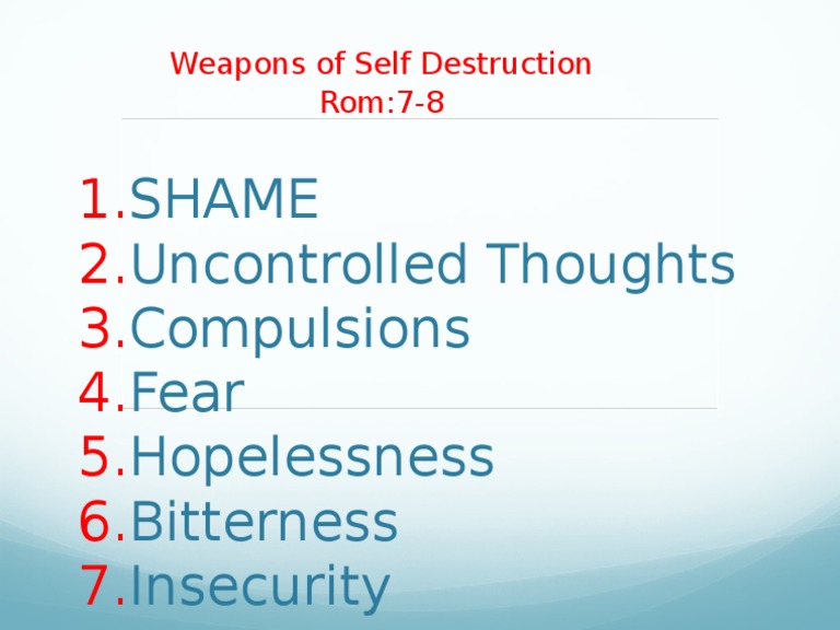 Shame Uncontrolled Thoughts Compulsions Fear Hopelessness Bitterness ...