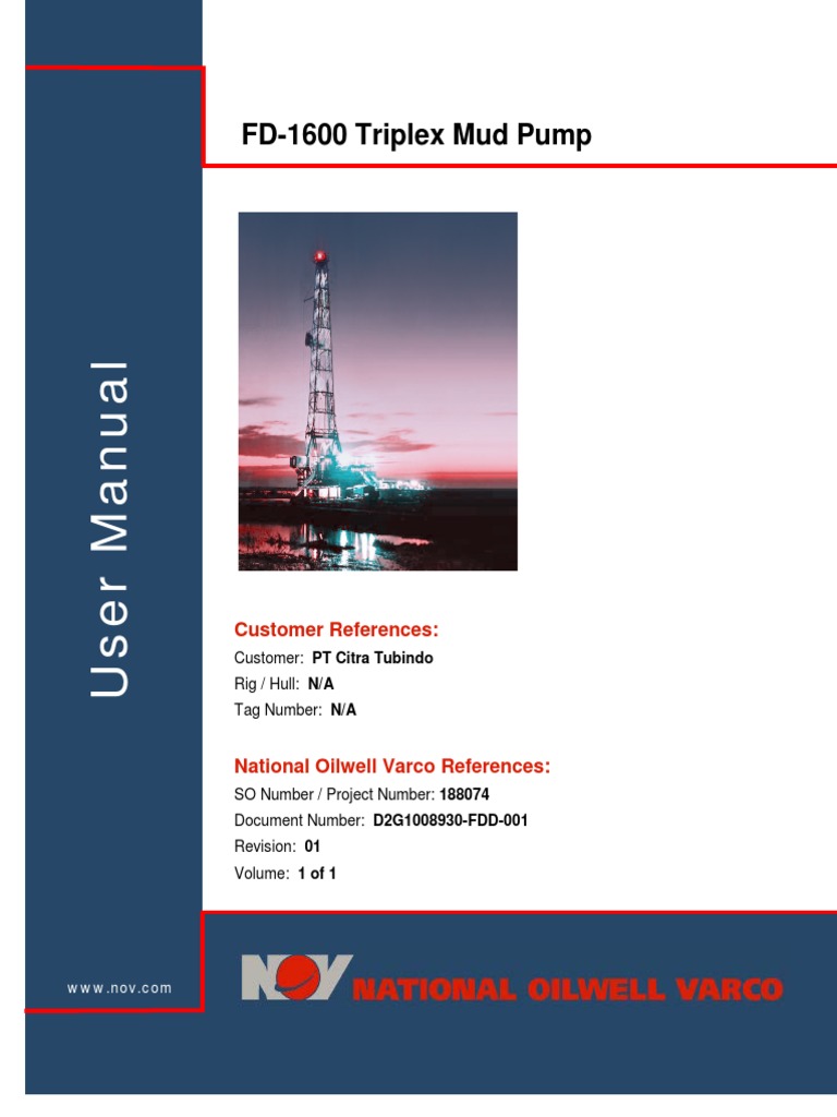 FD-1600 Triplex Mud Pump User Manual PDF | PDF | Pump | Valve