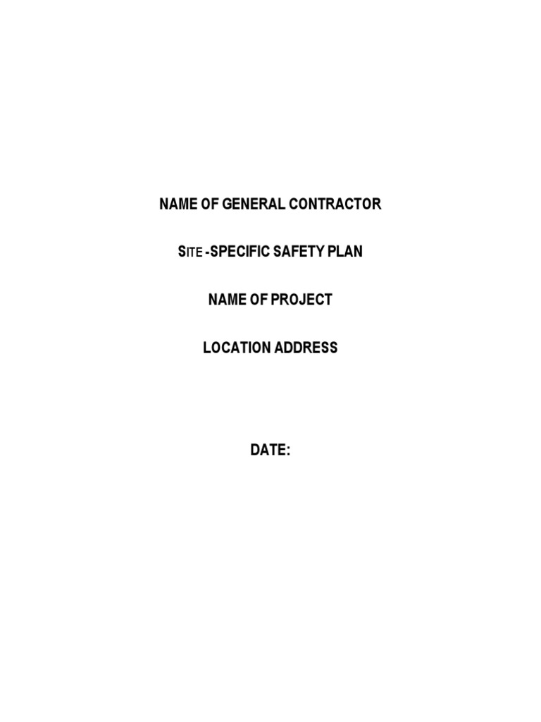 Site-Specific Safety Plan Template | PDF