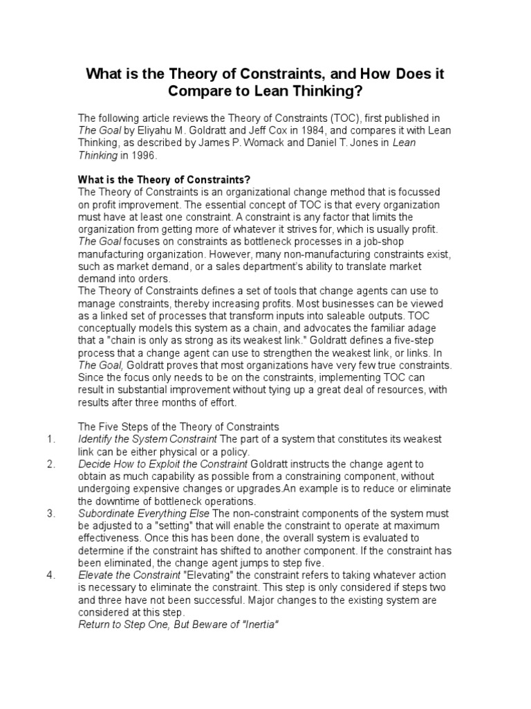 What Is The Theory of Constraints, and How Does It Compare To Lean ...