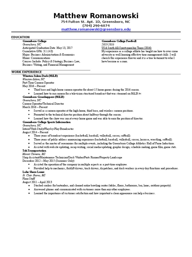 Matt Romanowski Resume | PDF